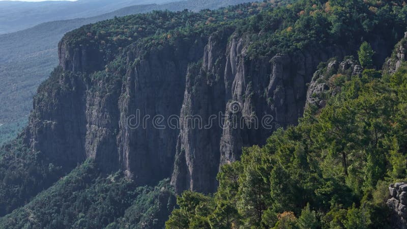 Steep Rocky Canyon with Green Forests in Turkey Stock Video - Video of ...
