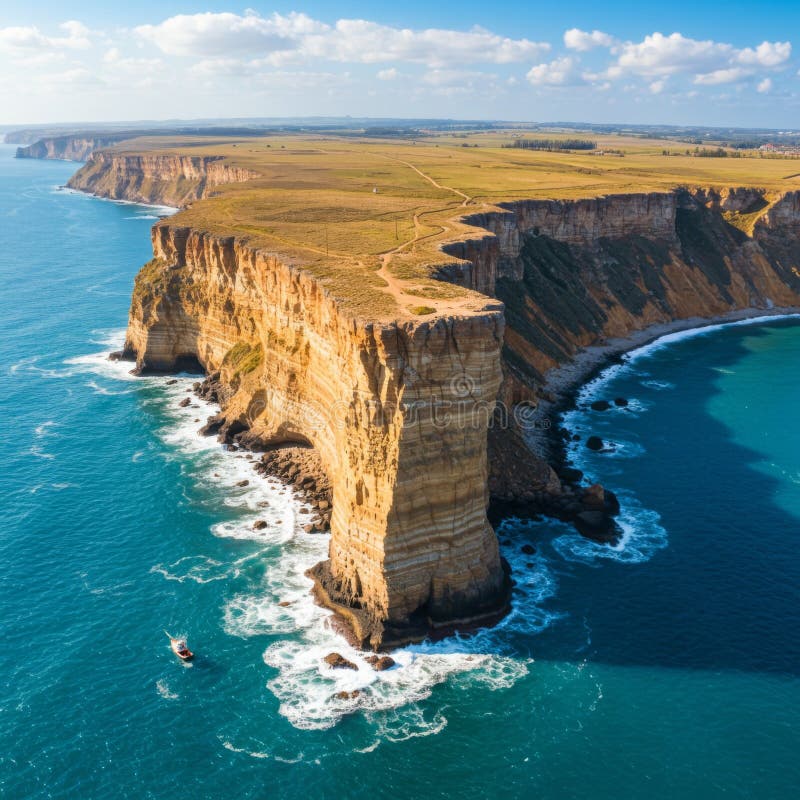 Aerial View of a Dramatic Coastal Cliff Stock Illustration ...