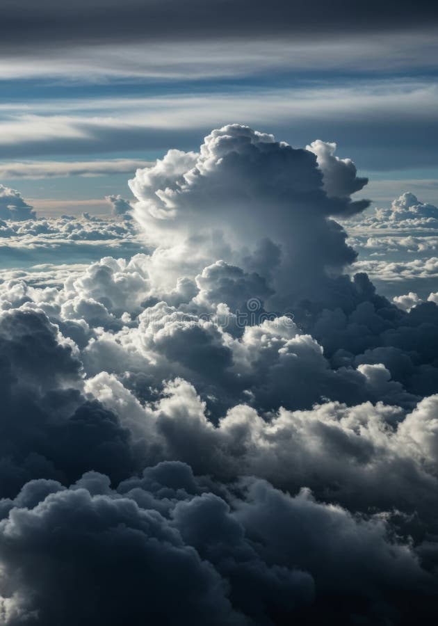 Aerial View of Dramatic Cumulus Cloud Formations Stock Illustration ...