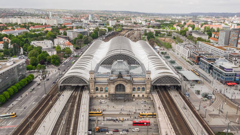 Aerial View of Dresden Central Station Editorial Photo - Image of ...