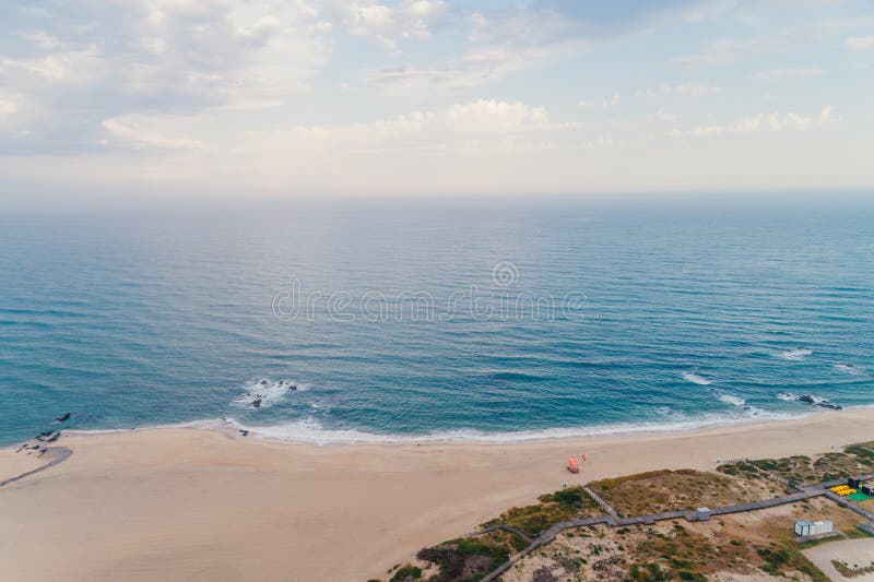 Aerial View with Drone of a Beach at Sunrise Stock Image - Image of ...