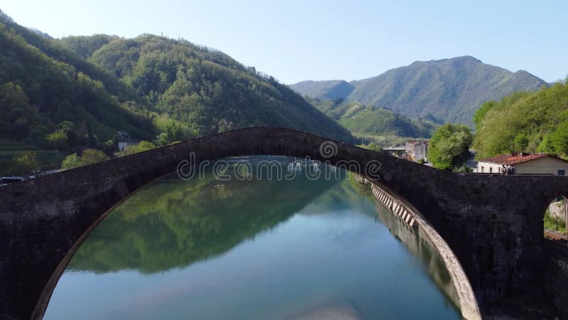 Aerial View with Drone on the Devil S Bridge in a Spring Day. Borgo a ...