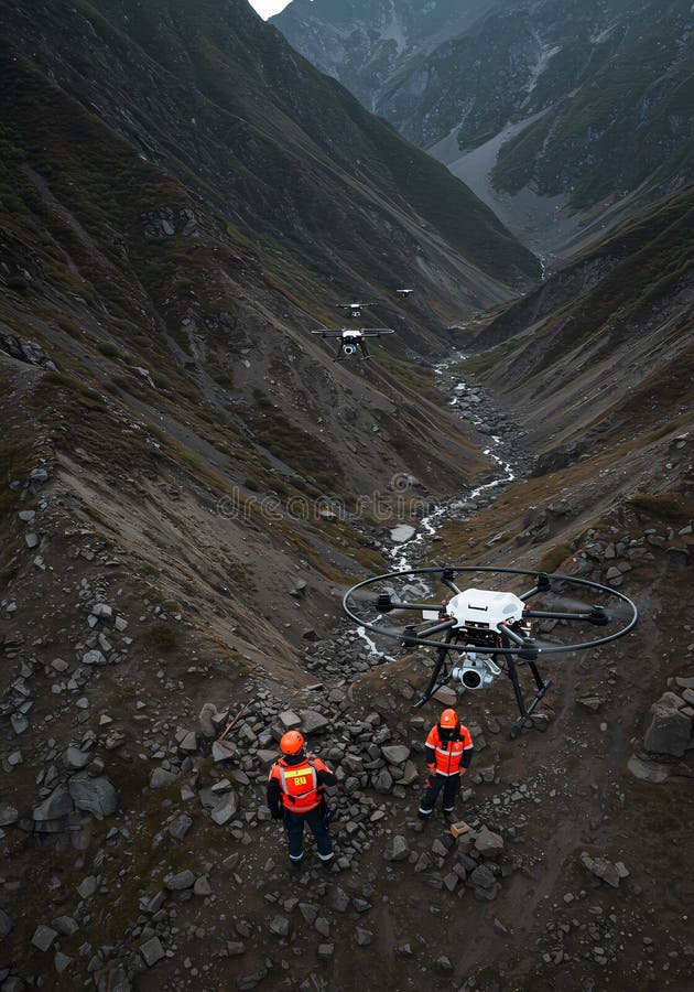 Aerial View from Drone Flying in the Air. 3d Illustration. High ...