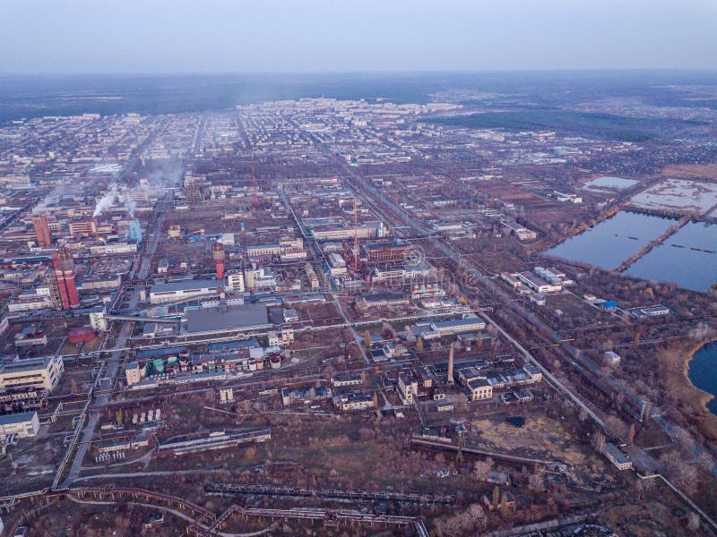 Aerial View from Drone on Industrial Zone Stock Photo - Image of goods ...