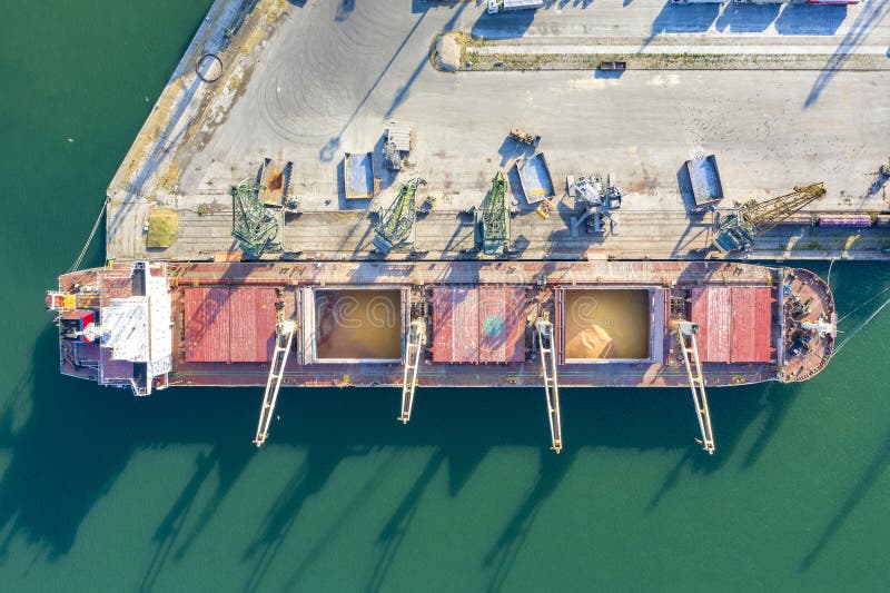 A Large Ship Loading Grain for Export. Water Transport Stock Image ...