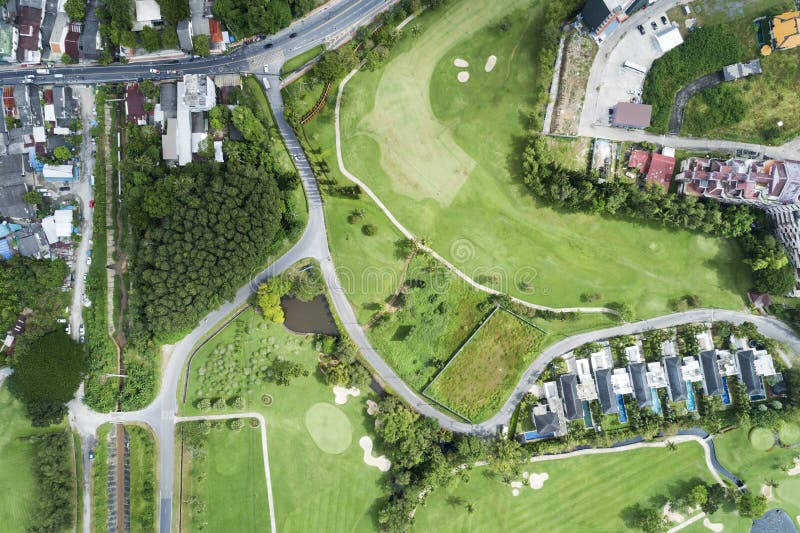 Aerial View Drone Shot of Beautiful Golf Field. Stock Photo - Image of ...