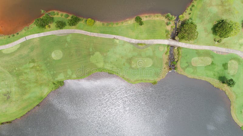 Aerial View Drone Shot of Golf Course. Stock Image - Image of point ...