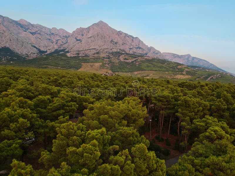 An Aerial View from Drone To the Trees and Mountain Stock Photo - Image ...
