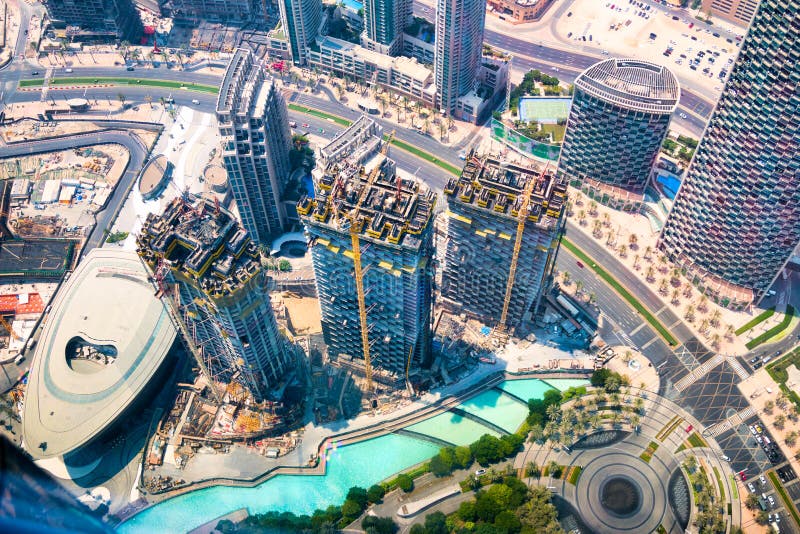 Aerial View of Dubai Overlooking the Majestic Fountains Editorial Photo ...