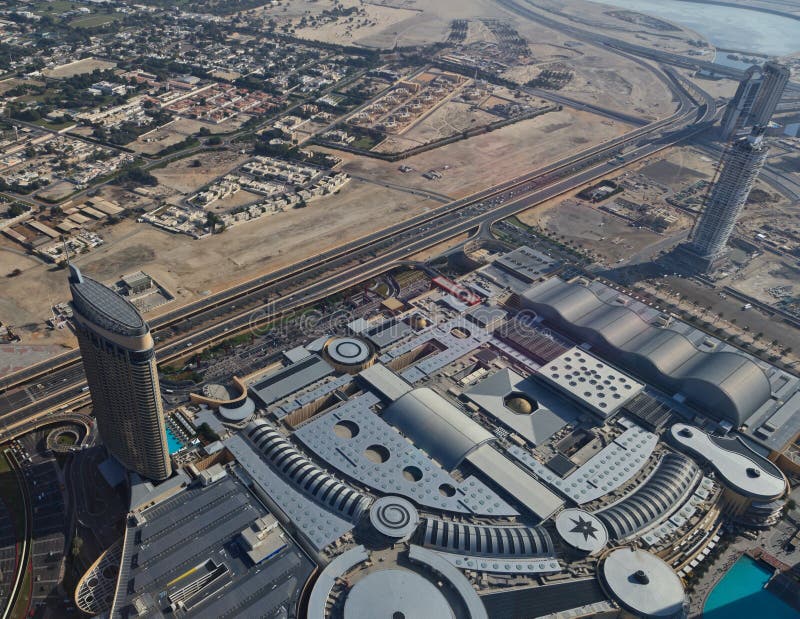 Aerial View of the Dubai Mall Stock Photo - Image of khalifa, height ...