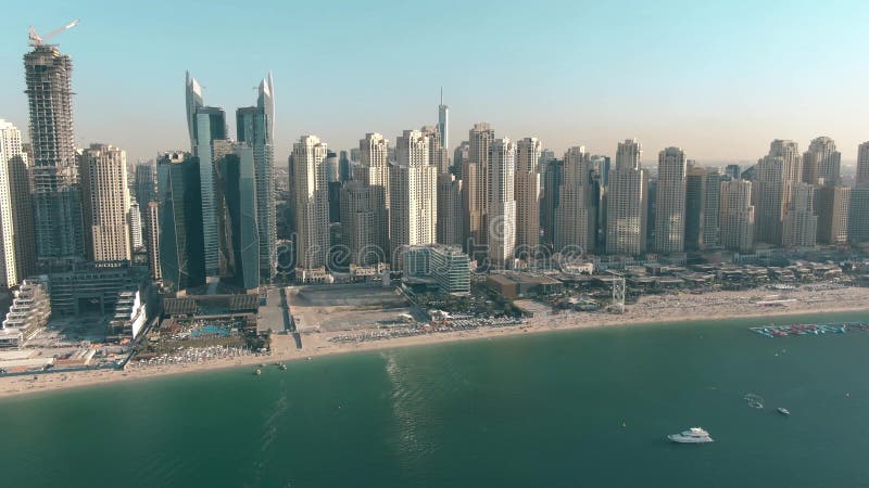 Aerial View of Dubai Marina Beach and Skyscrapers, UAE Stock Photo ...