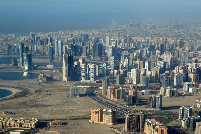 Aerial View. Dubai, United Arab Emirates (UAE) Stock Photo - Image of ...