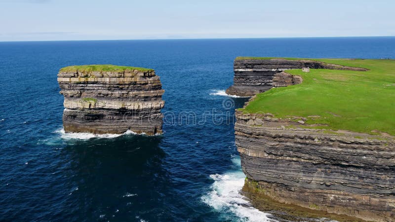 Aerial View of the Dun Briste Sea Stack at Downpatrick Head, County ...