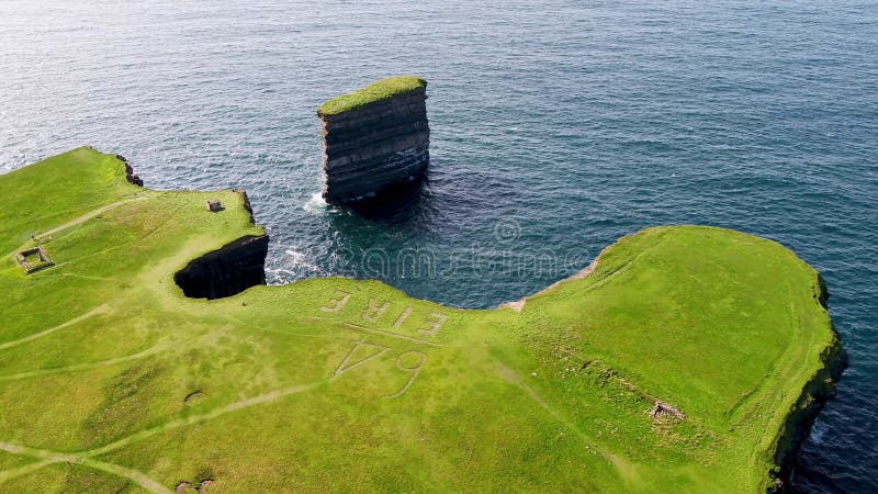 Aerial View of the Dun Briste Sea Stack at Downpatrick Head, County ...