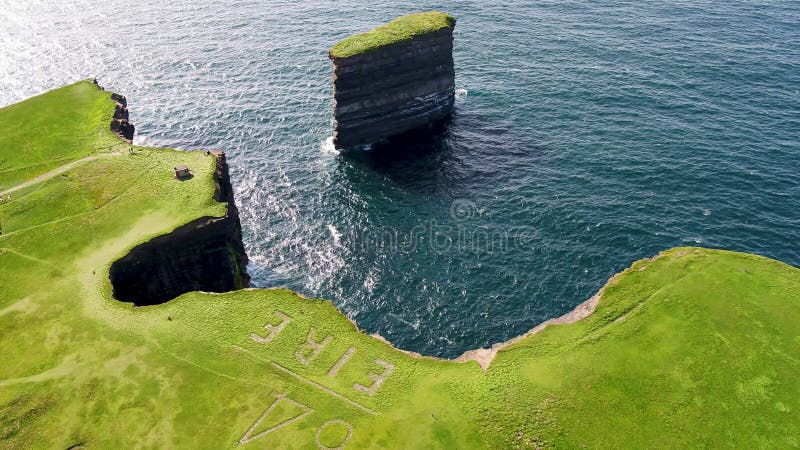 Aerial View of the Dun Briste Sea Stack at Downpatrick Head, County ...