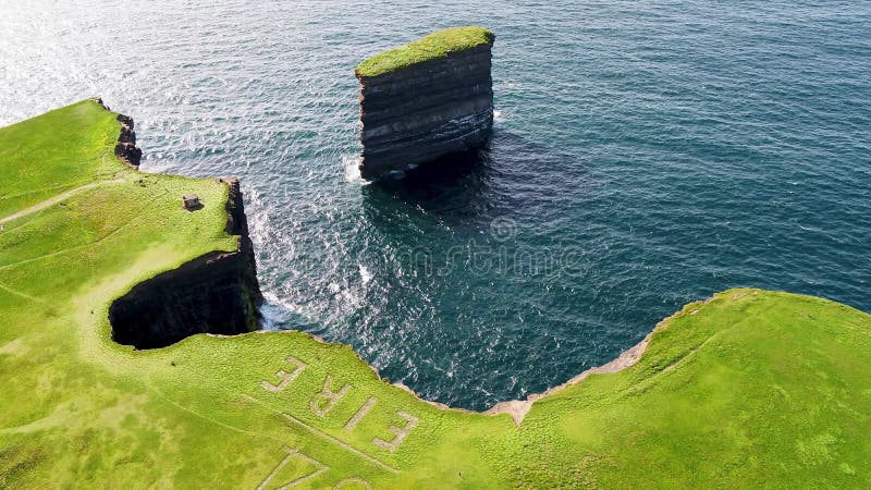 Aerial View of the Dun Briste Sea Stack at Downpatrick Head, County ...