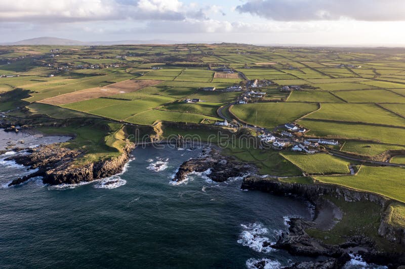 Aerial View of Dunseverick in County Antrim, in Northern Ireland. Stock ...