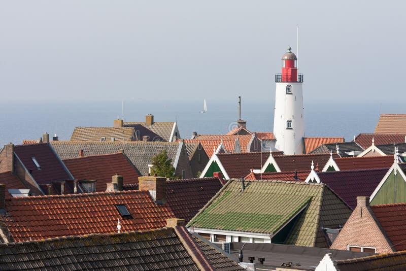Aerial View at Dutch Lighthouse and Roofs Stock Photo - Image of ...