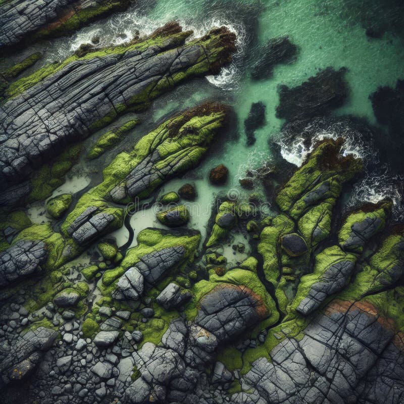 Aerial View of a Dynamic Coastal Ecosystem Stock Illustration ...