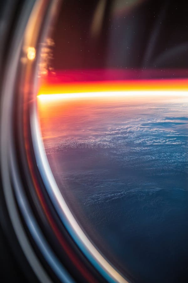 Aerial View of the Earth from an Airplane Window, with Clouds and Blue ...