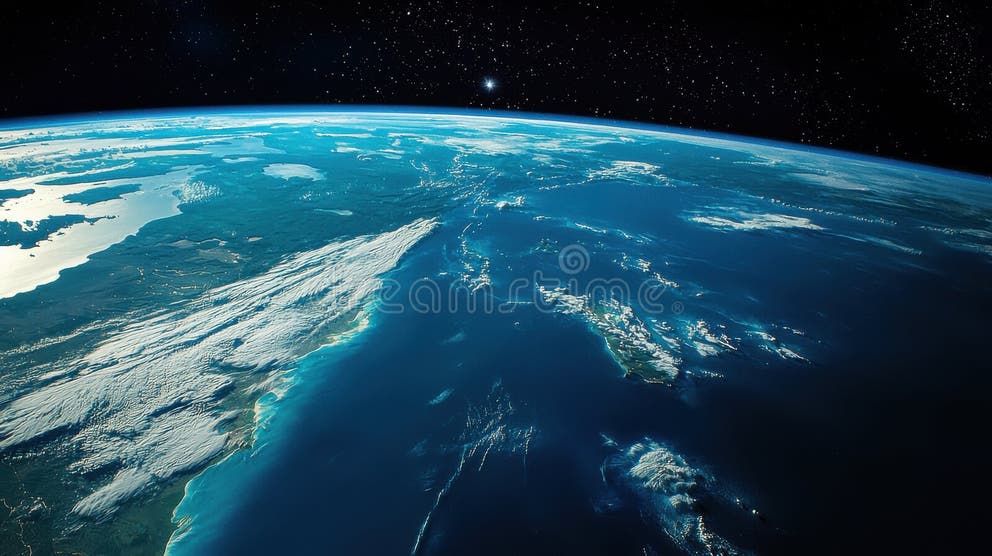 Aerial View of the Earth from Outer Space Showcasing the Planets ...