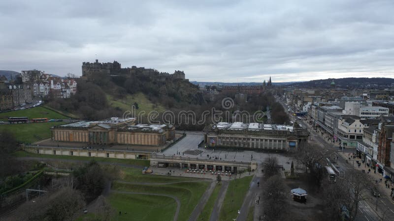 Aerial View of Edinburgh Castle and Surrounding Landscape Stock Image ...