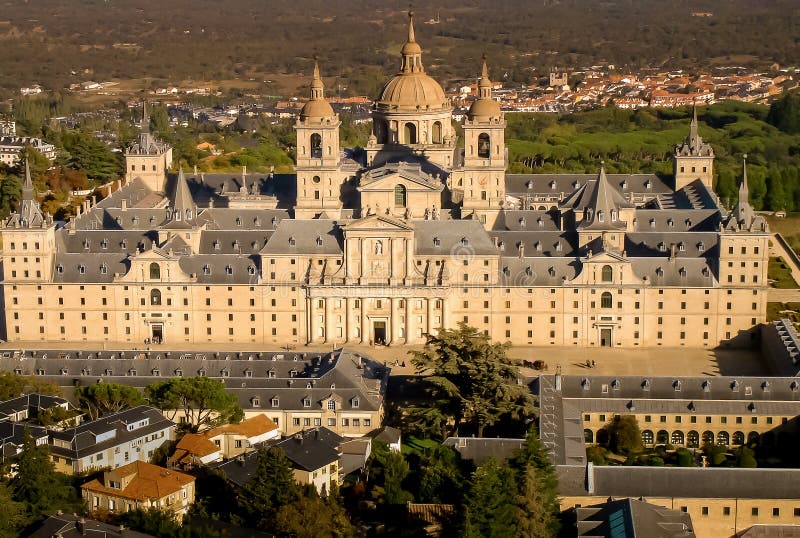 Aerial view of El Escorial stock image. Image of castle - 53295907