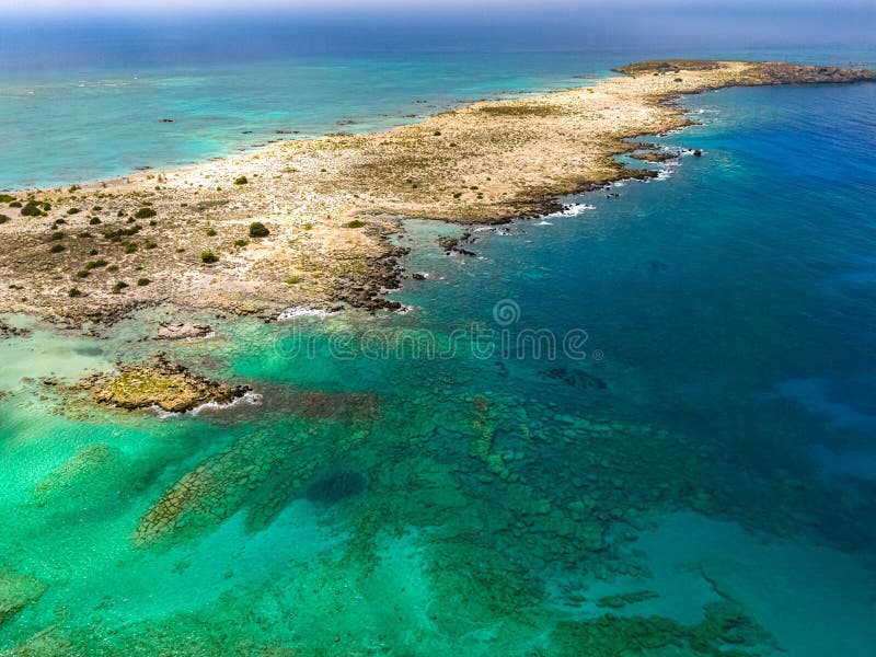 Aerial View of Elafonisi Beach, Crete, Greece Stock Image - Image of ...