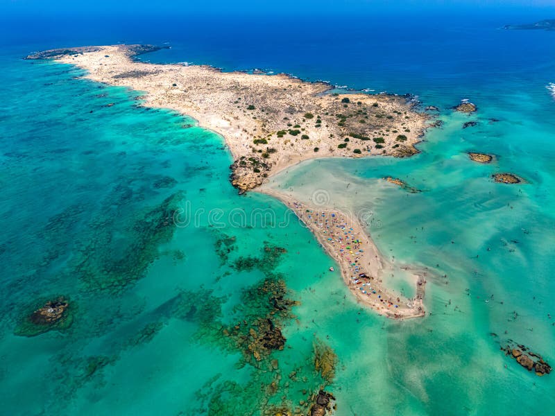 Aerial View of Elafonisi Beach, Crete, Greece Stock Image - Image of ...