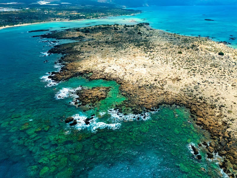Aerial View of Elafonisi Beach, Crete, Greece Stock Image - Image of ...