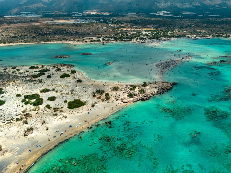 Aerial View of Elafonisi Beach, Crete, Greece Stock Image - Image of ...