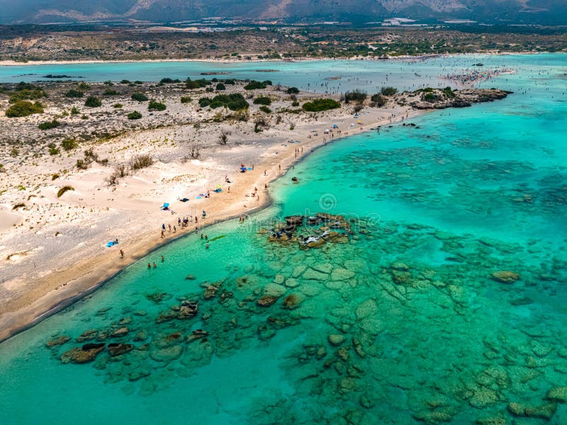 Aerial View of Elafonisi Beach, Crete, Greece Stock Image - Image of ...