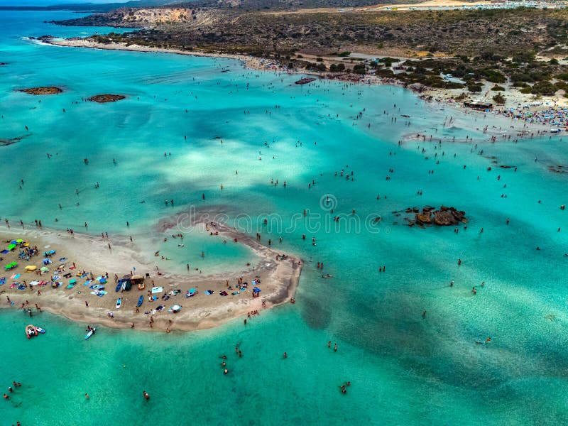 Aerial View of Elafonisi Beach, Crete, Greece Stock Photo - Image of ...