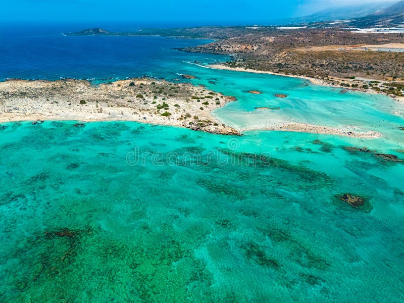 Aerial View of Elafonisi Beach, Crete, Greece Stock Photo - Image of ...