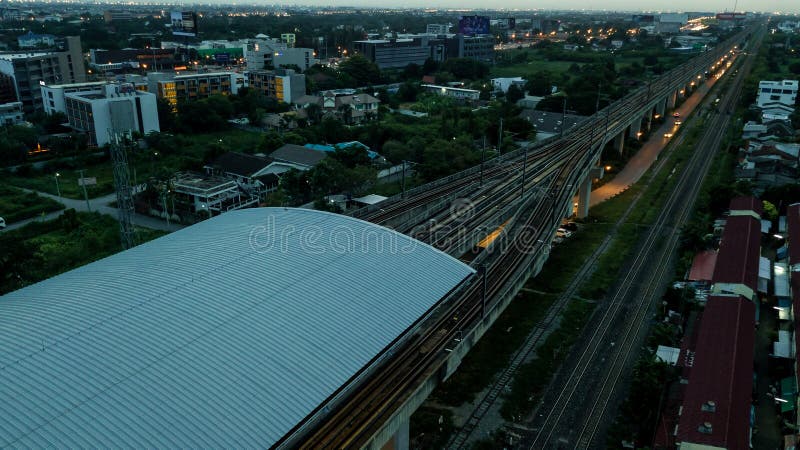 Aerial View of Electric Train in Morning Time Stock Image - Image of ...