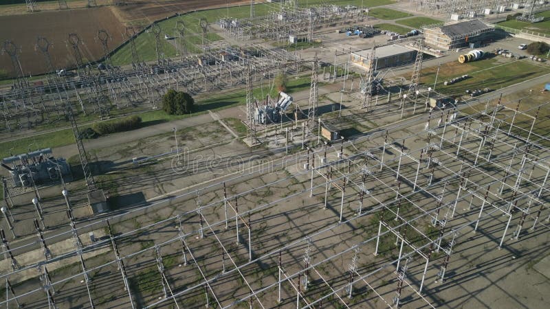 Aerial View Electrical Substation High Voltage Switchgear Stock Footage ...