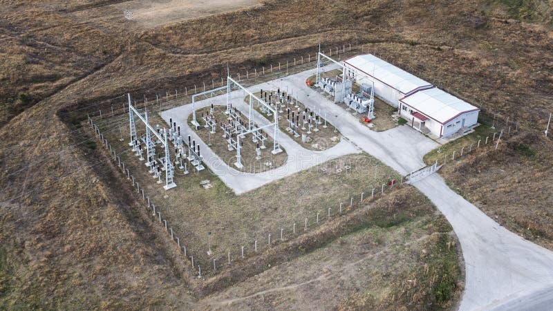 Aerial View of Electrical Transformer Station Stock Image - Image of ...