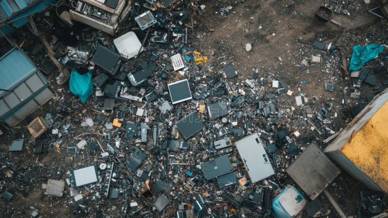 Aerial View of an Electronic Waste Dump Stock Illustration ...