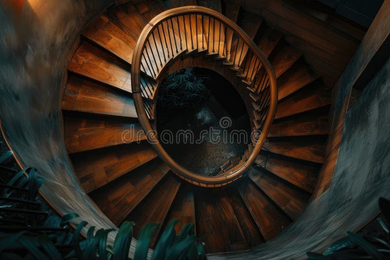 Aerial View of Elegant Spiral Staircase Swirl Structure Stock ...