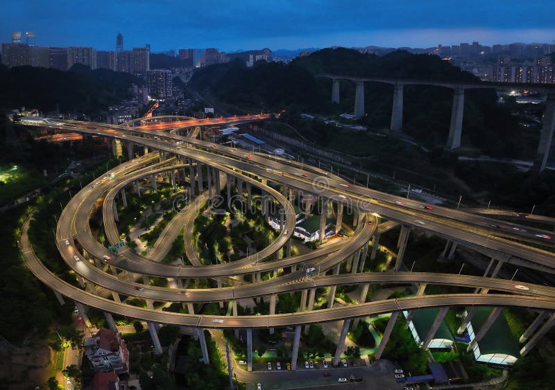 Aerial View of Elevated Road Junctions and Overpass in Guiyang, China ...