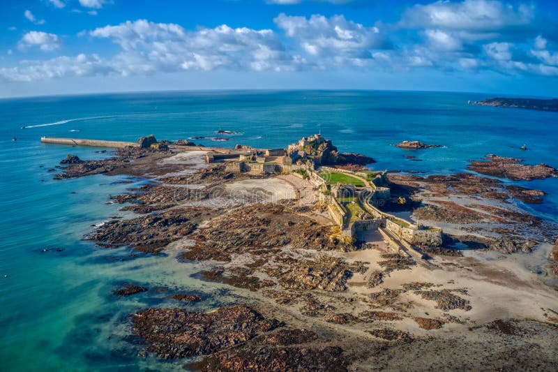 Aerial View of Elizabeth Castle in Jersey Stock Image - Image of ...