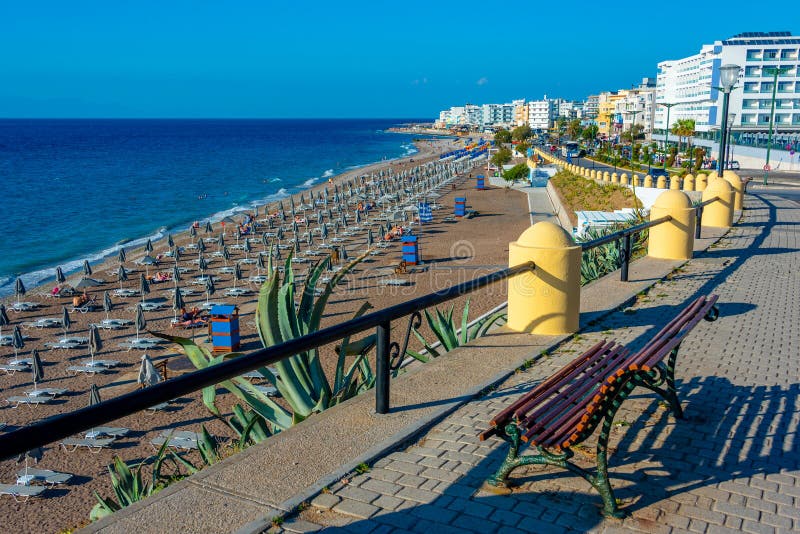 Aerial View of Elli Beach at Rhodes Town in Greece Editorial Stock ...