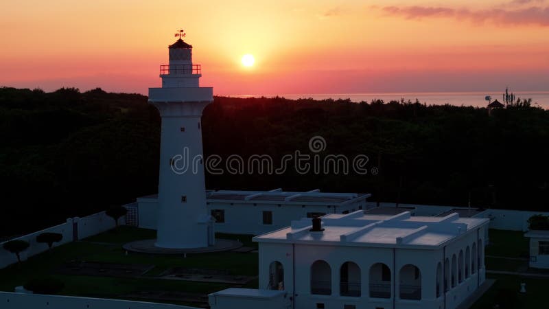 Aerial View of Eluanbi Cape Lighthouse , Taiwan. Stock Footage - Video ...