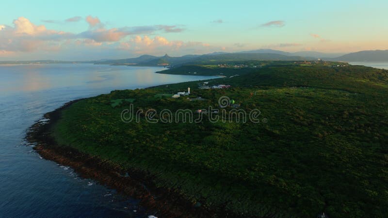 Aerial View of Eluanbi Cape Lighthouse , Taiwan. Stock Footage - Video ...