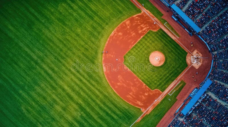 Aerial View of an Empty Baseball Field with Lush Green Grass Stock ...