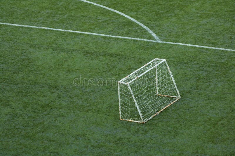 Aerial View on Football Field with Goal Net Stock Photo - Image of ...
