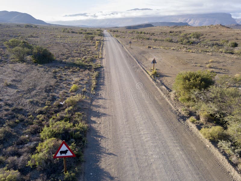 Aerial View of Empty Open Road in Arid Landscape Stock Photo - Image of ...