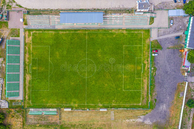 Aerial View of Empty Soccer Field in Europe Stock Photo - Image of ...