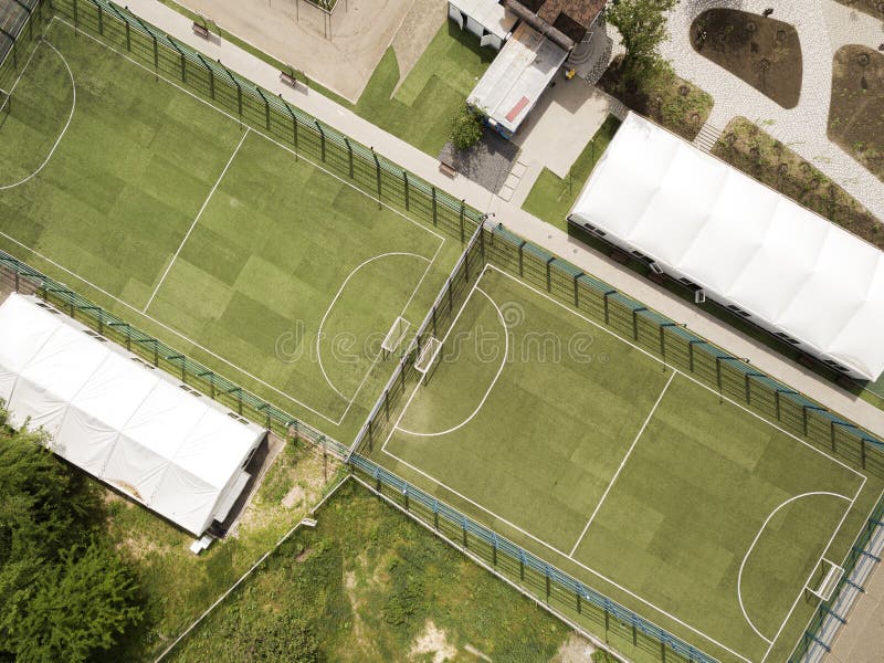 Aerial View of Empty Soccer Fields in Europe Stock Image - Image of ...