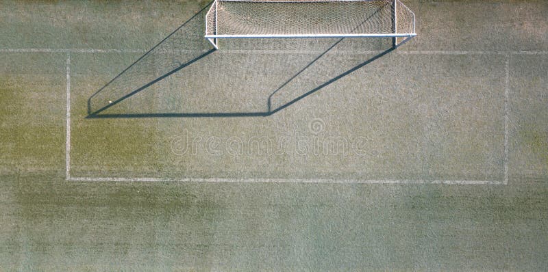 Aerial View of an Empty Soccer Goal in the Field Stock Image - Image of ...